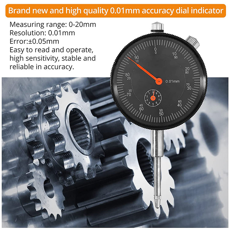 Neoteck 0-20 mm Dial Indicator Gage Gauge and Magnetic Base 176lbs（80k