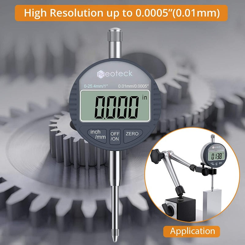 Neoteck Electronic Digital Dial Indicator Gauge and Magnetic Base Set